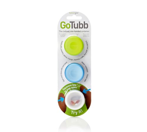 humangear GoTubb | Hard Container | Easy Open | Food-Safe Material, Clear/Green/Blue, Small