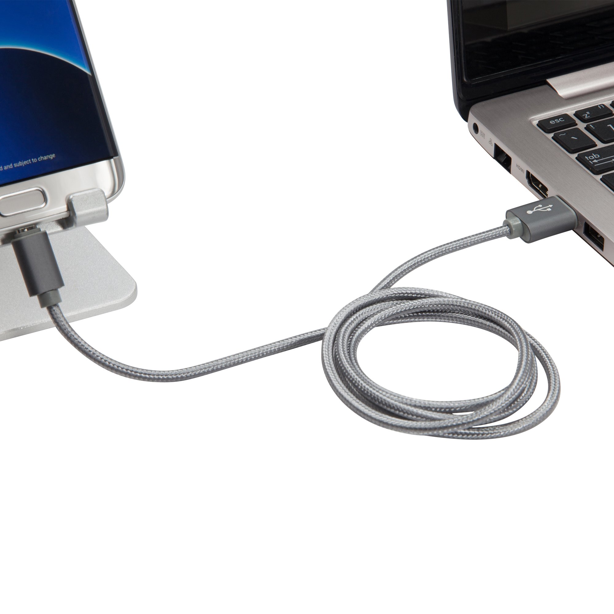 BoxWave Cable Compatible with Bose SoundSport Free - Micro USB DuraCable, Braided Micro USB Charging Cable - Space Grey