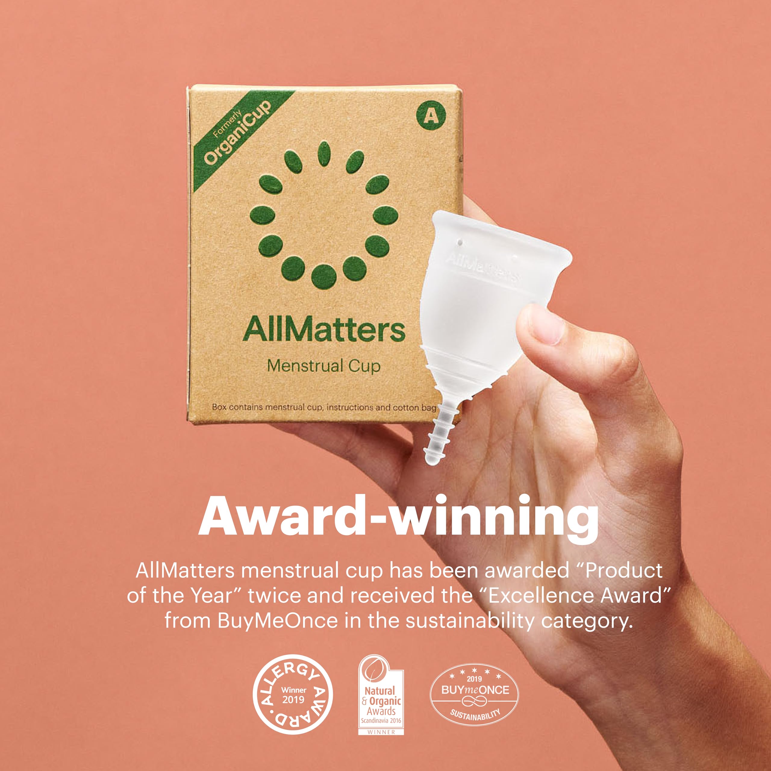AllMatters OrganiCup Menstrual Cup - Size Mini - Eco-Friendly, Reusable Period Solution - Superior to Pads & Tampons - Suitable for Light to Heavy Flow