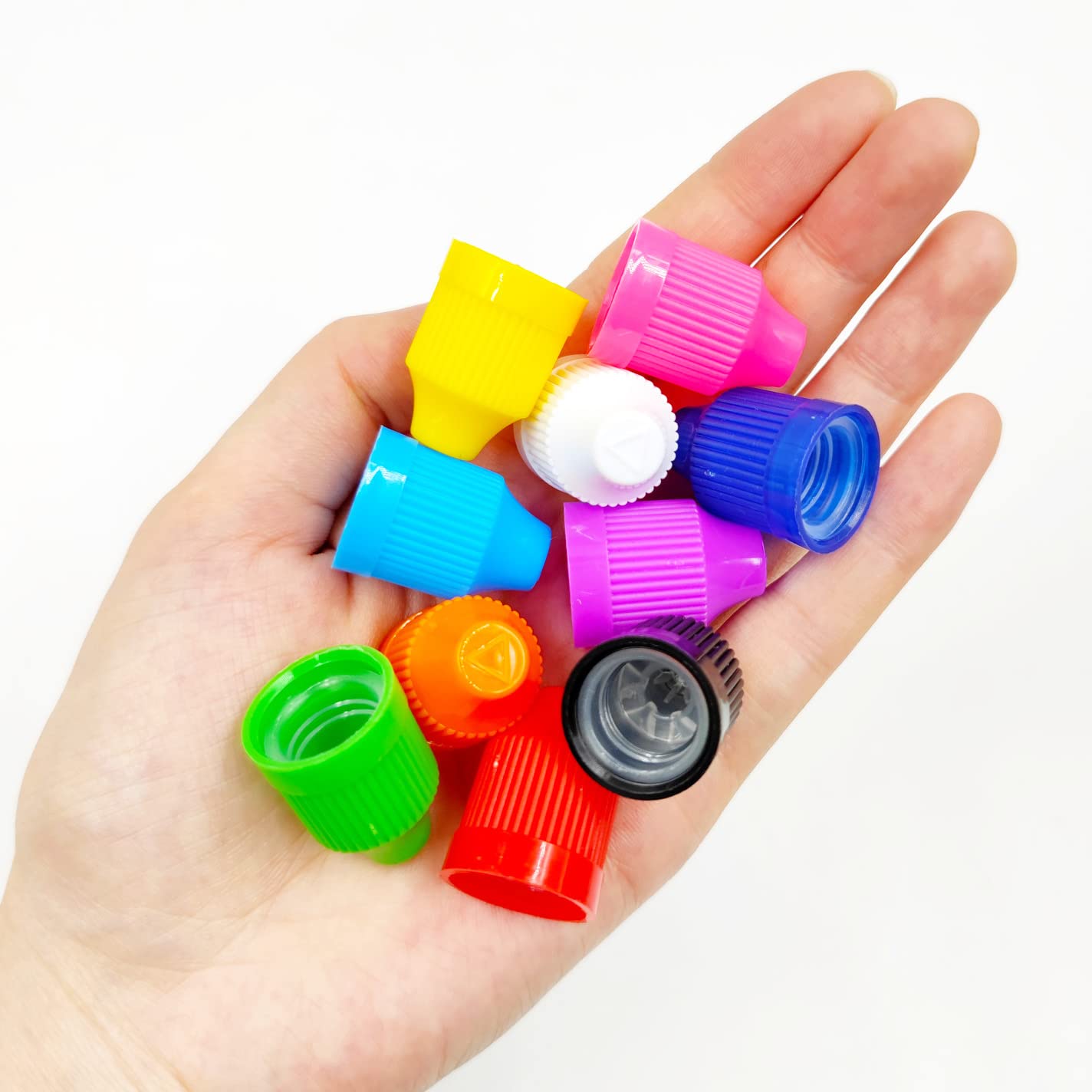 NANSHINE 50MLx20 LDPE Plastic Dropper Bottles Empty Squeeze Liquid Eye Dripper Containers with Child Resistant Cap(Bottles + Mixing Color Caps + Tips+label)