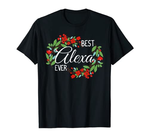 Alexa Personalized Name Floral Wreath Flower T-Shirt