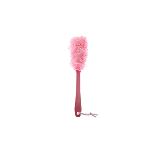 INGVY Dry Brushing Body Brush 1PC Soft Mesh Long Handle Back Brush Exfoliating Sponge Scrubber Hanging Loofah Cleaner Body Bath Shower Bathroom Supplies (Color : Pink)