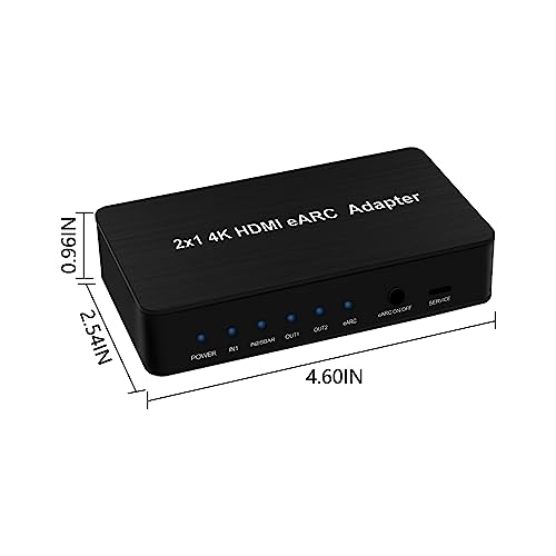 HDMI Switch with eARC Audio Extractor,4K60Hz HDMI Switch 4 in 1 with Audio Out,Supports IR Remote,18Gbps,eARC/ARC,Soundbar,HDCP 2.2,LPCM 7.1,HDR10,Dolby Digital Plus (Black 201EARC)