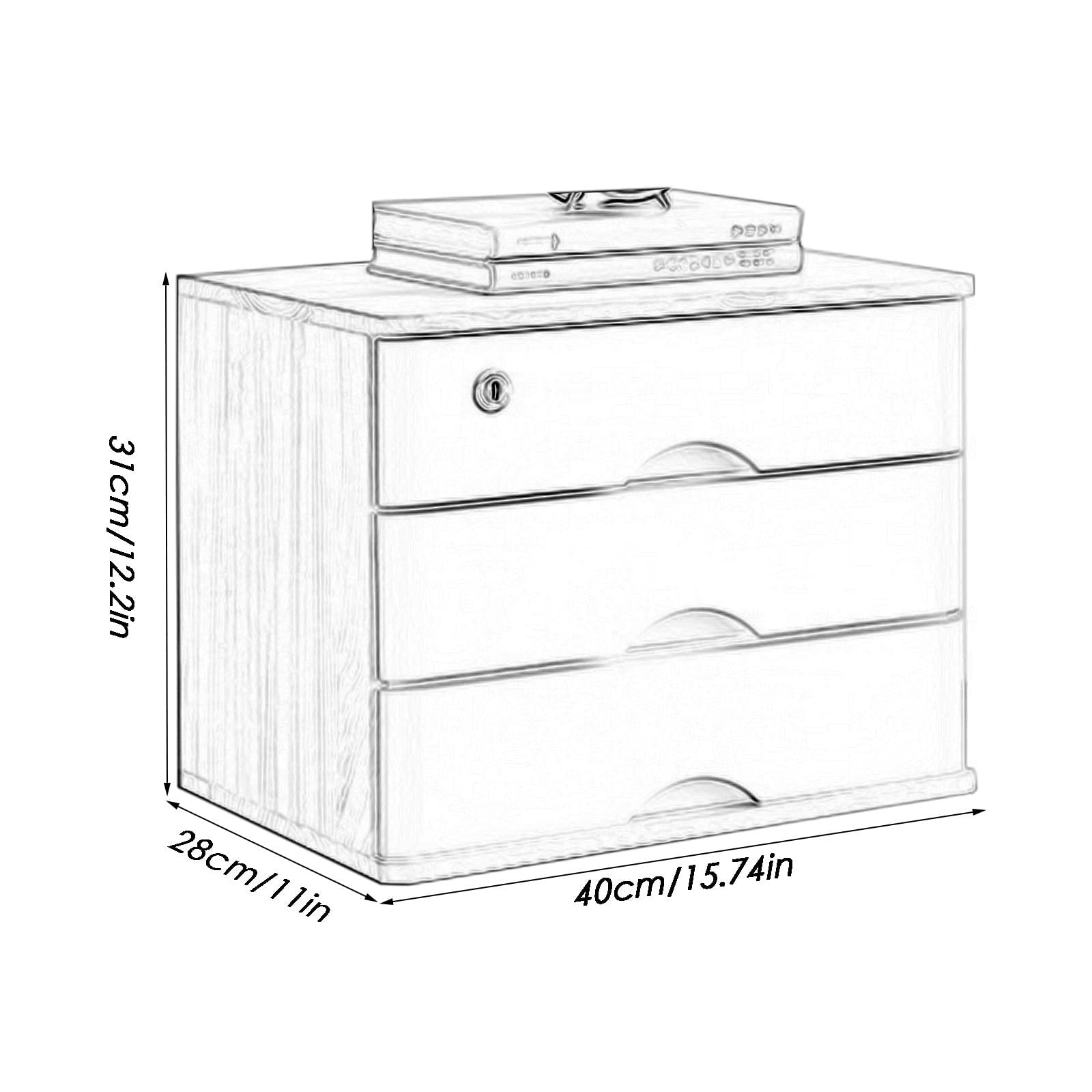 YUZDNM Desktop Drawer Cabinet, Desk Storage Box, Flat File Cabinet, Wooden Desktop Storage Box with Lockable Drawers, Office Supplies A4/Receipt File Organizer (Size : 3 Layer)
