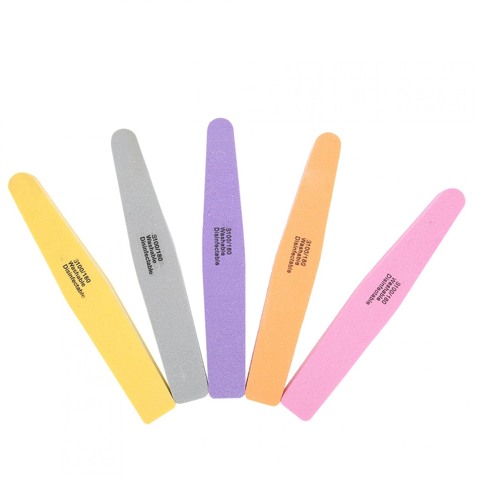 5pcs Nail File Buffer, 100/180 Double Sided Grit Gel Nail File Set, Manicure Tools File Block Nail Polisher for Nail Grooming and Styling
