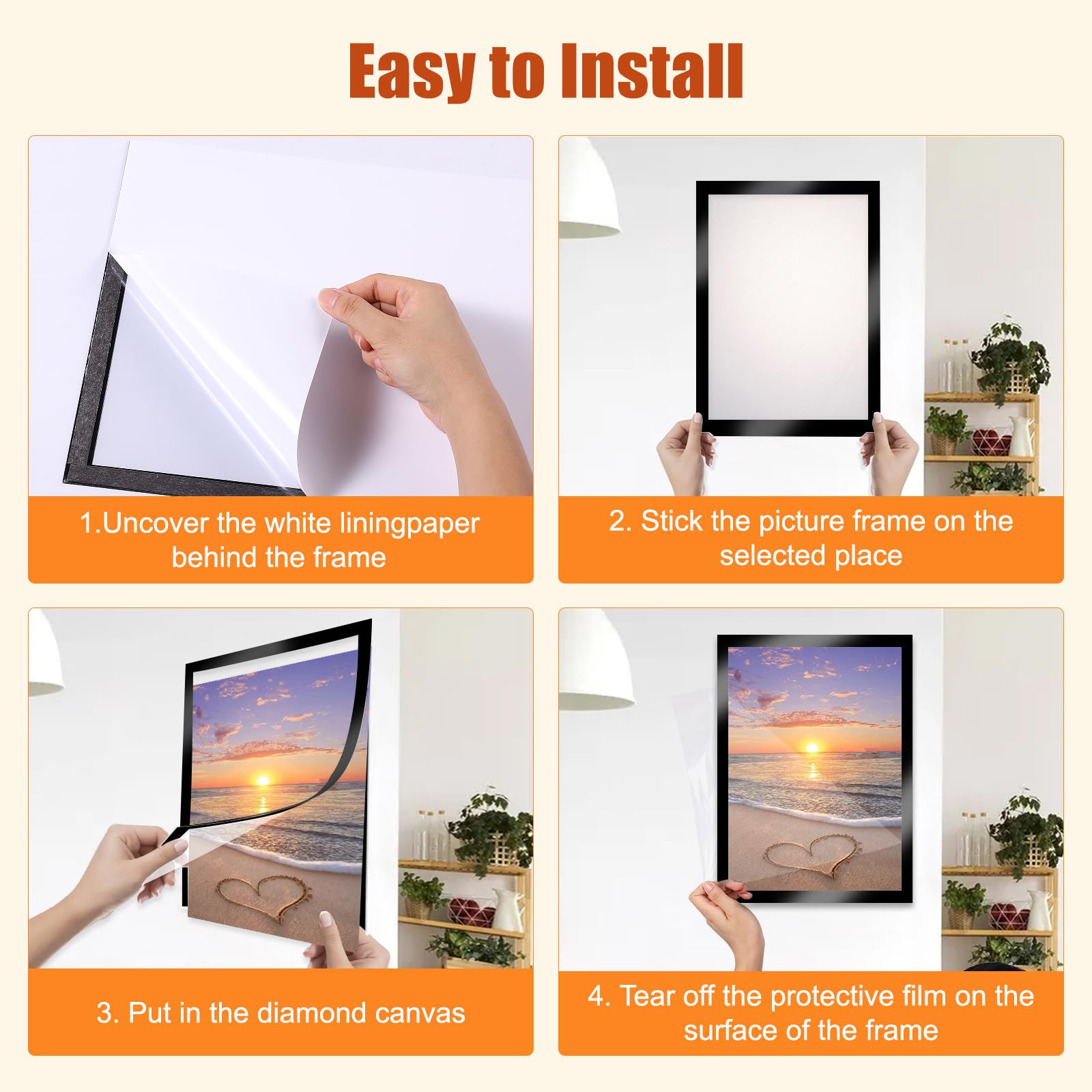 NAIMOER Diamond Painting Frames 1Pack, Frames for 12x16in/30x40cm Diamond Art Canvas, Diamond Painting Accessories Frame Self-Adhesive, Frames for Wall Window Door Black (Internal size 25x35cm) Black