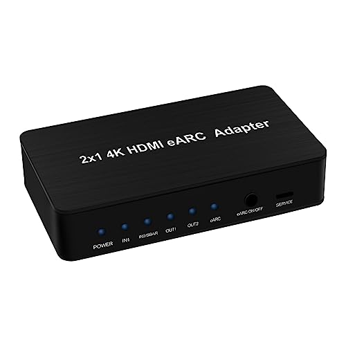 HDMI Switch with eARC Audio Extractor,4K60Hz HDMI Switch 4 in 1 with Audio Out,Supports IR Remote,18Gbps,eARC/ARC,Soundbar,HDCP 2.2,LPCM 7.1,HDR10,Dolby Digital Plus (Black 201EARC)