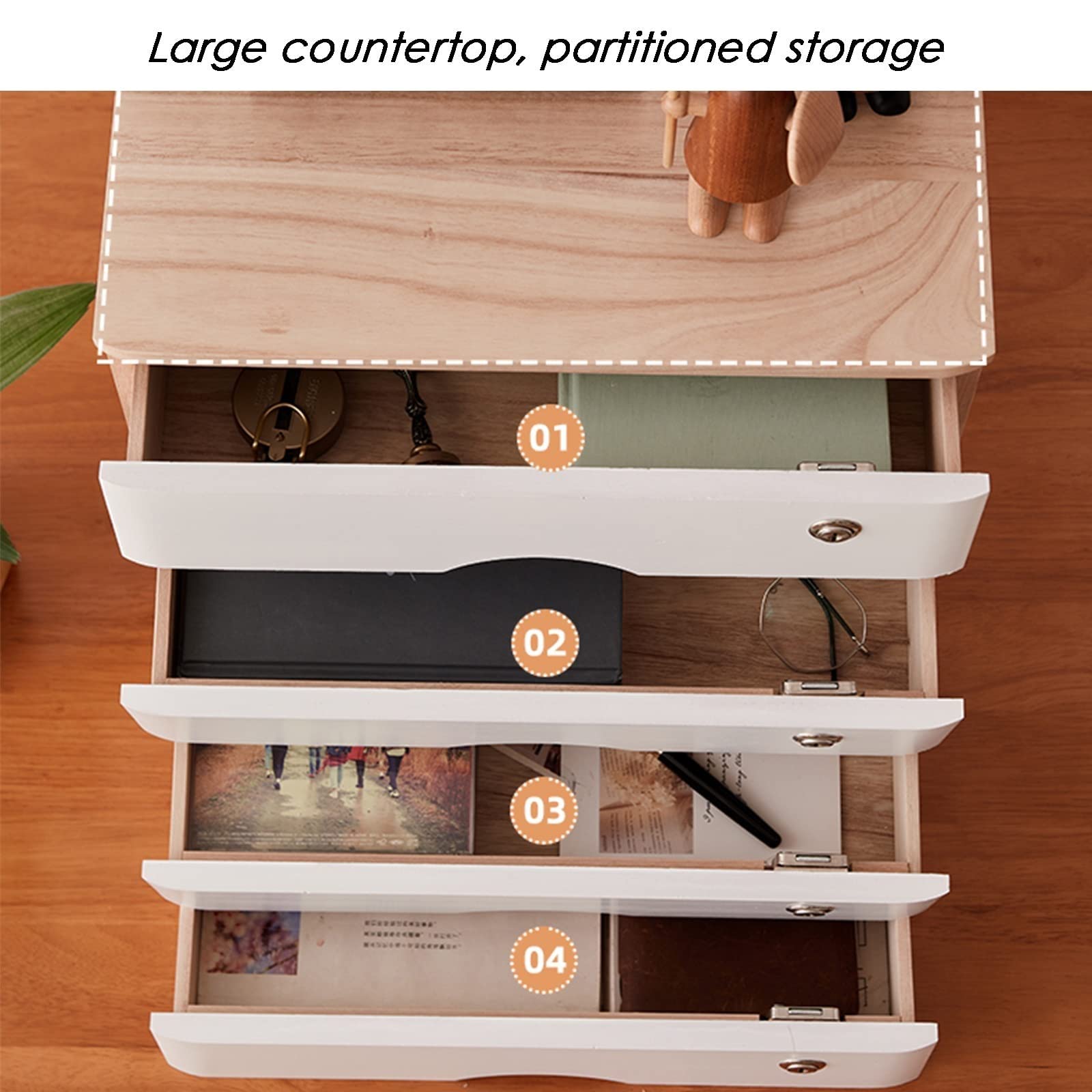 YUZDNM Desktop Drawer Cabinet, Desk Storage Box, Flat File Cabinet, Wooden Desktop Storage Box with Lockable Drawers, Office Supplies A4/Receipt File Organizer (Size : 3 Layer)