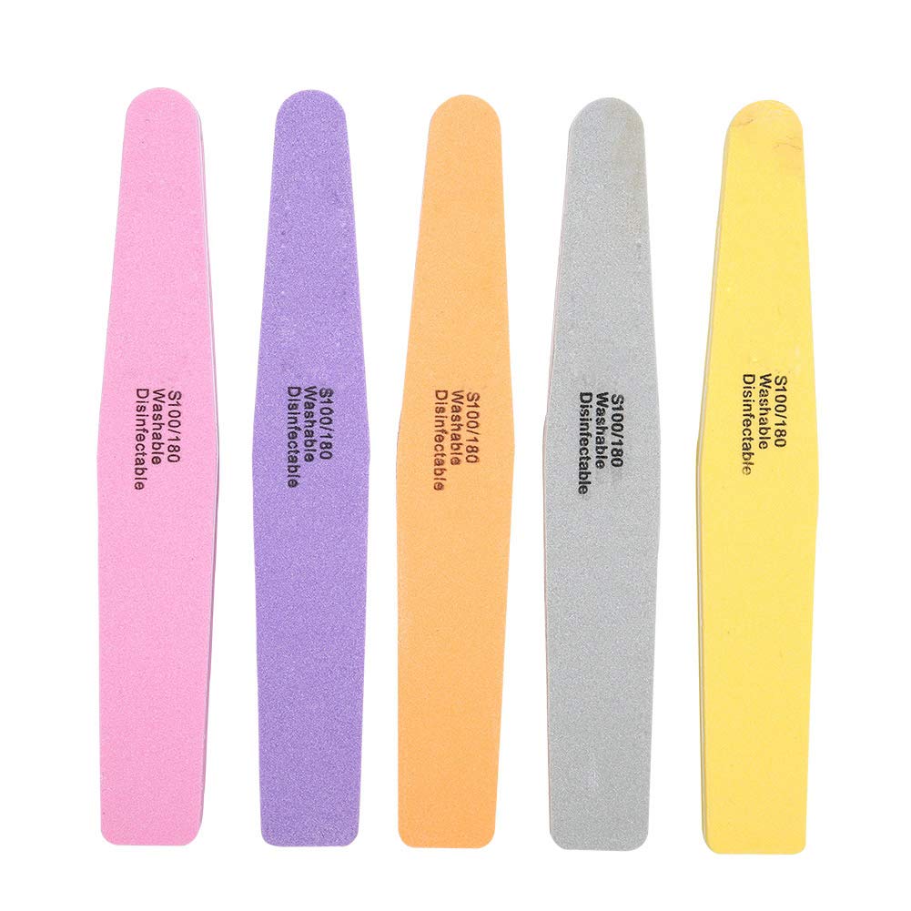 5pcs Nail File Buffer, 100/180 Double Sided Grit Gel Nail File Set, Manicure Tools File Block Nail Polisher for Nail Grooming and Styling