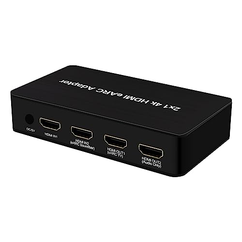 HDMI Switch with eARC Audio Extractor,4K60Hz HDMI Switch 4 in 1 with Audio Out,Supports IR Remote,18Gbps,eARC/ARC,Soundbar,HDCP 2.2,LPCM 7.1,HDR10,Dolby Digital Plus (Black 201EARC)