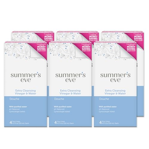 Summer's Eve Douche, Extra Cleansing Vinegar & Water, Vaginal Douche for Women, 4 Units, 4.5 Oz Each, 6 Pack