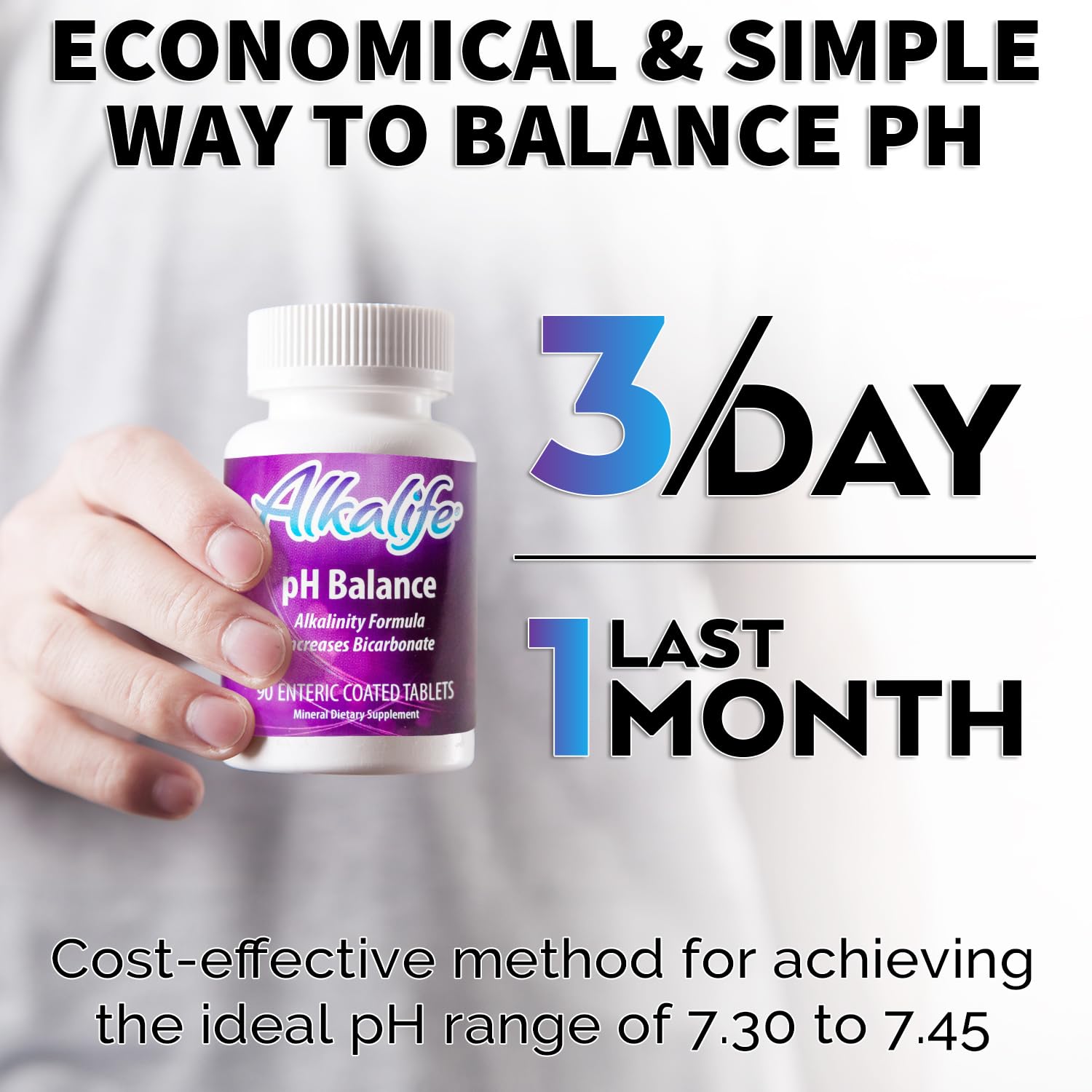 Alkalife pH Balance Pills | The First Patented Alkaline Sodium & Potassium Bicarbonate Supplement | Neutralize Acid, Balance pH, Immune Support, Peak Performance, Detox – 90 Tablets