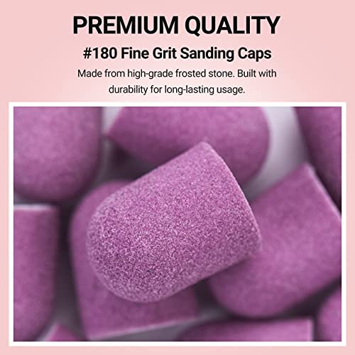 MelodySusie 10 Pcs Nail Sanding Caps Nail Drill Bits 180 Fine Grit for Foot File Callus Remover Manicure Pedicure Nail Polishing Burr Home Salon, Purple (10mm)