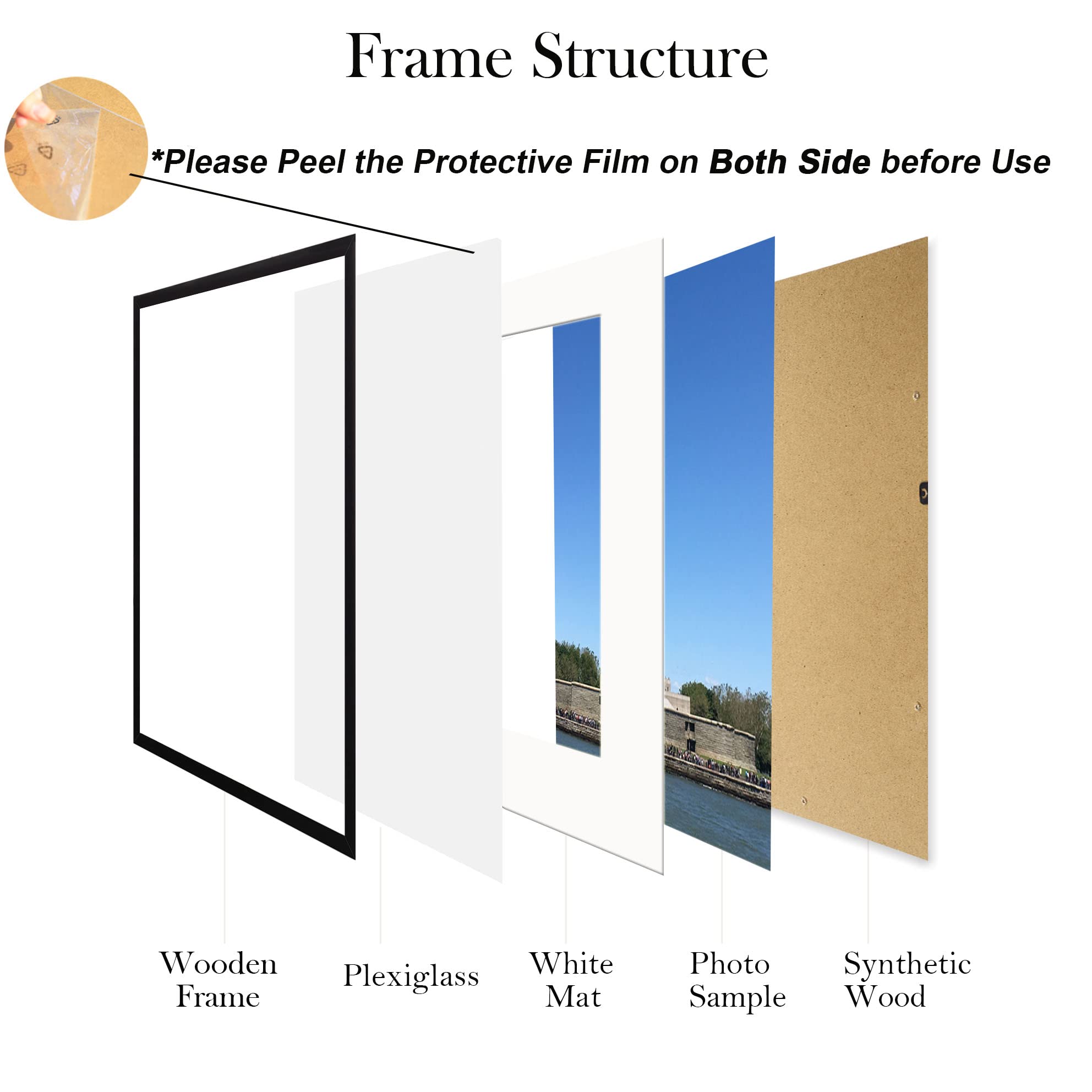 4 Pack 12x16 Picture Frame Wood Diamond Painting Frames 30x40cm Diamond Art Frame Display 10x14 in/ 25x35cm with Mat or 12x16 in/ 30x40 cm Without Mat Photo Gallery Frame Set for Wall Hanging - Black
