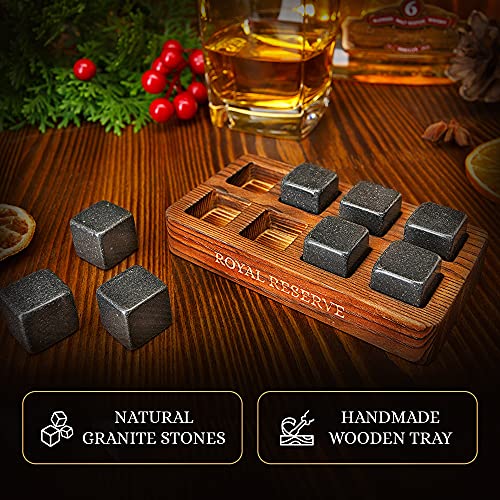 Whiskey Stones Gift Set by Royal Reserve | Artisan Crafted Reusable Refreezable Chilling Cooler Rocks for Scotch Bourbon – Modern Stocking Stuffer for Guy Men Dad Boyfriend Anniversary or Retirement