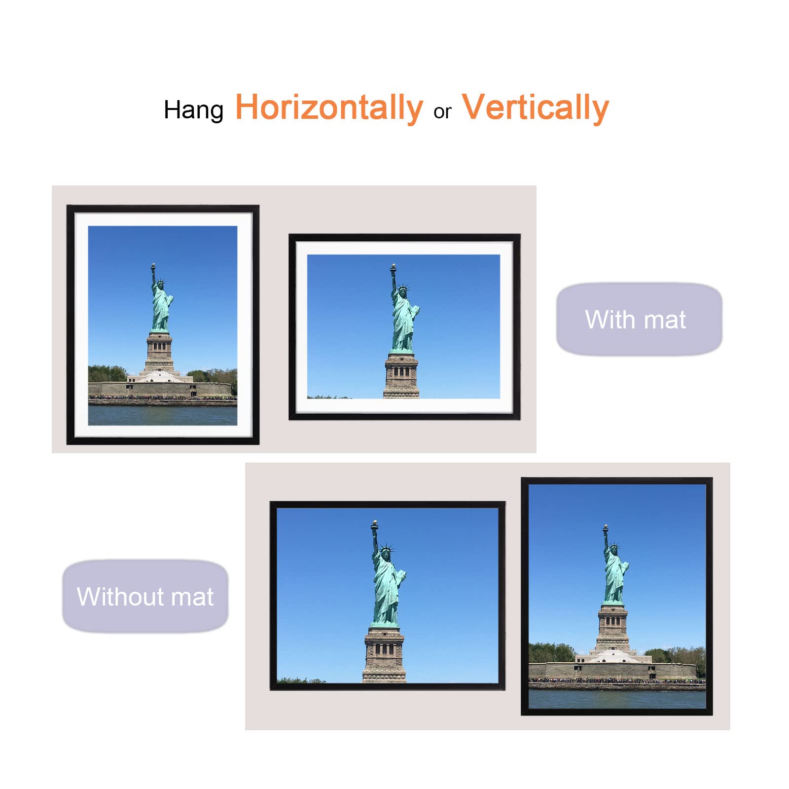 4 Pack 12x16 Picture Frame Wood Diamond Painting Frames 30x40cm Diamond Art Frame Display 10x14 in/ 25x35cm with Mat or 12x16 in/ 30x40 cm Without Mat Photo Gallery Frame Set for Wall Hanging - Black