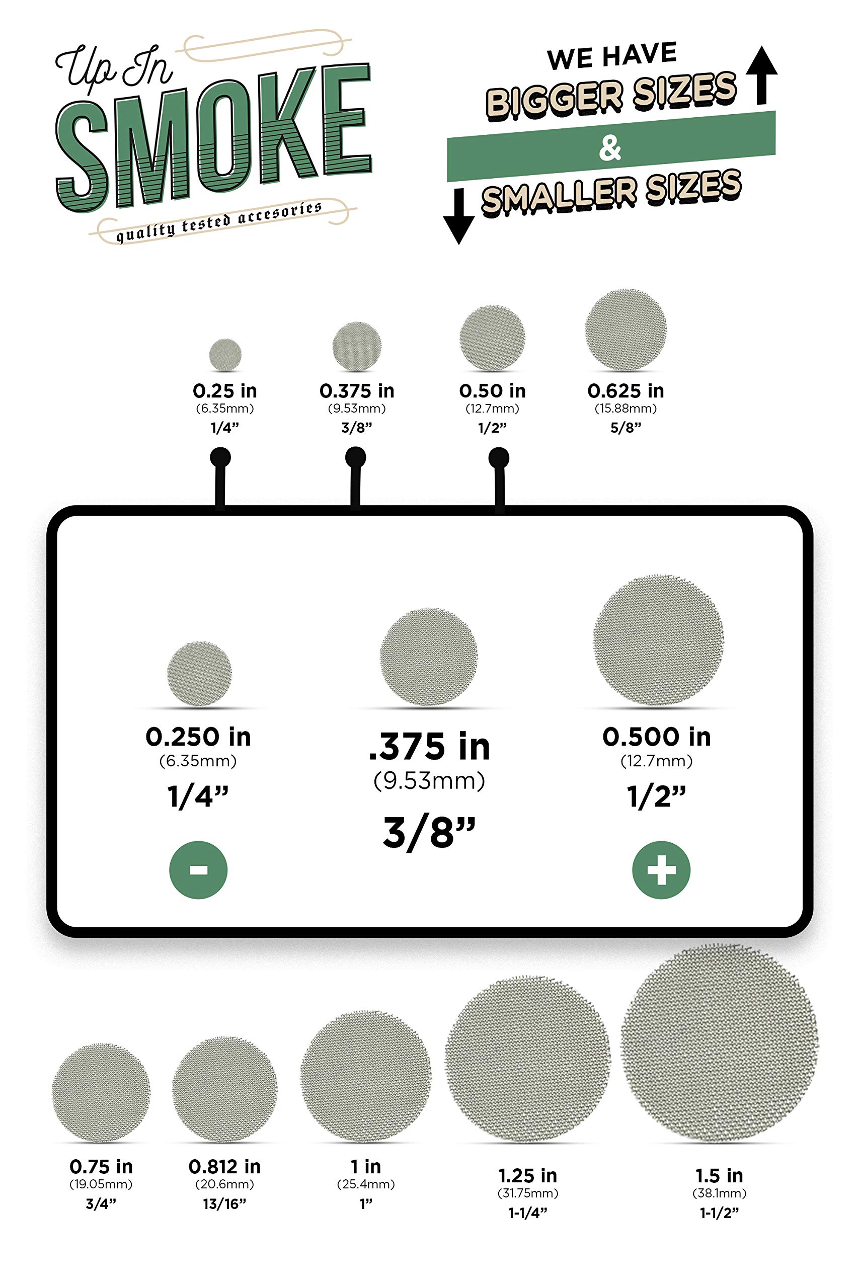 Made in The USA - 50 3/8 Inch (.375") 304 Stainless Steel Premium Pipe Screen Filters