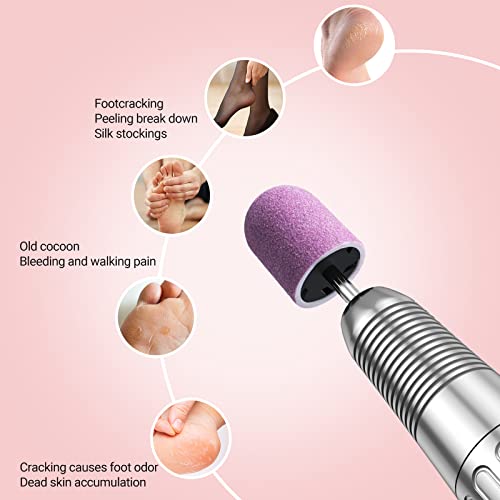 MelodySusie 10 Pcs Nail Sanding Caps Nail Drill Bits 180 Fine Grit for Foot File Callus Remover Manicure Pedicure Nail Polishing Burr Home Salon, Purple (10mm)