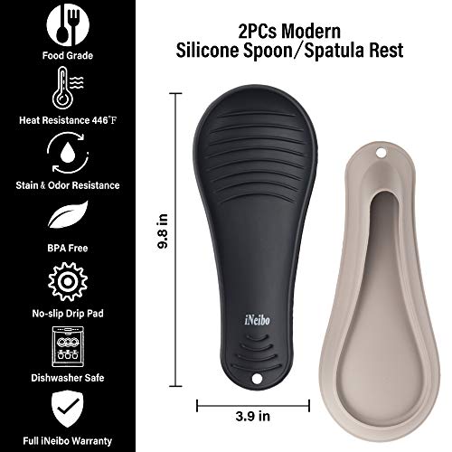 iNeibo Silicone Spoon Rest For Kitchen Counter, Silicone Spoon Holder –Silicone Utensil Rest for Stove Top