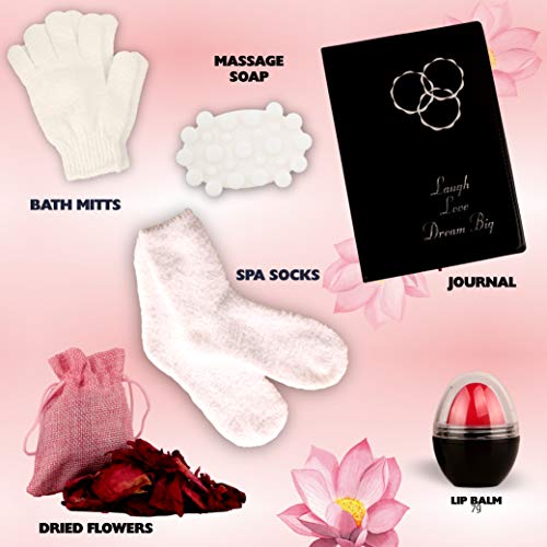 Luxury Spa Gift Basket for Women, Men Couples & Teens! Pampering Spa Bath Gift Set with Journal, Slippers, Socks etc for a Lavish Home Spa Experience!