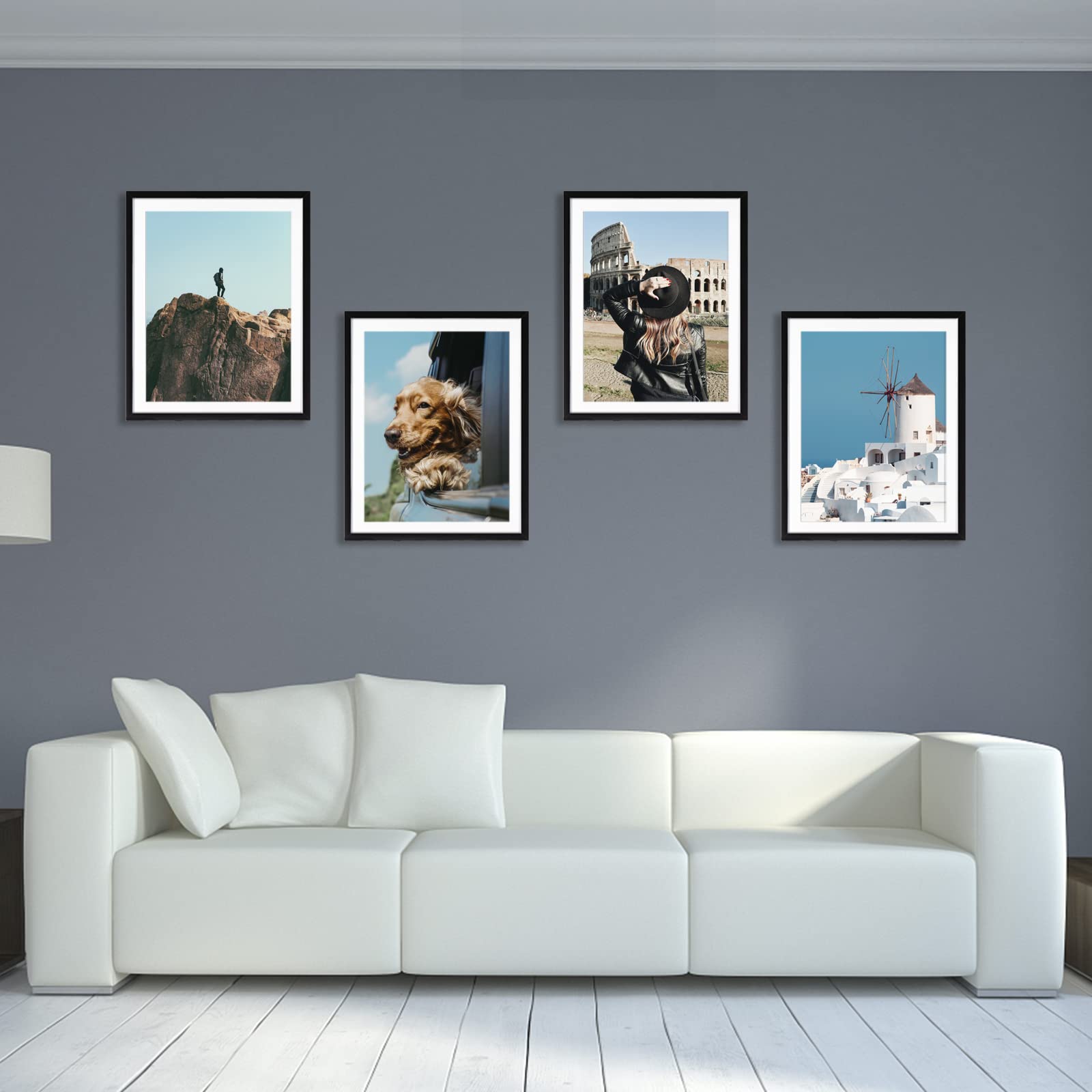4 Pack 12x16 Picture Frame Wood Diamond Painting Frames 30x40cm Diamond Art Frame Display 10x14 in/ 25x35cm with Mat or 12x16 in/ 30x40 cm Without Mat Photo Gallery Frame Set for Wall Hanging - Black