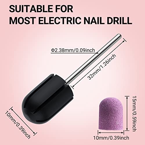 MelodySusie 10 Pcs Nail Sanding Caps Nail Drill Bits 180 Fine Grit for Foot File Callus Remover Manicure Pedicure Nail Polishing Burr Home Salon, Purple (10mm)