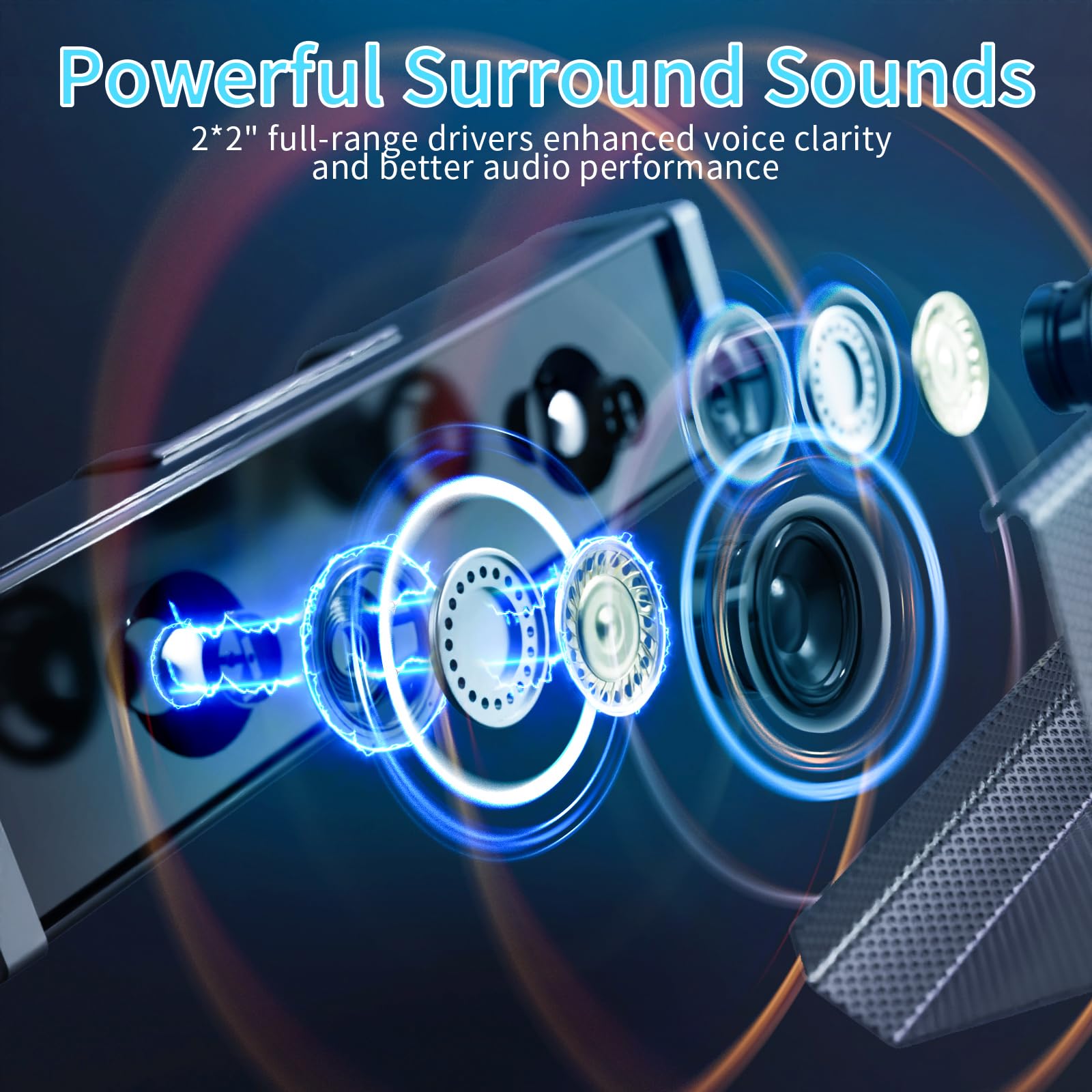 Smalody TV Speakers, Home Theater Speaker Wireless Audio Sound bar TV Speaker + Bass Subwoofer, Bluetooth Enabled/Optical/AUX/COAXIAL Inputs/Remote Control