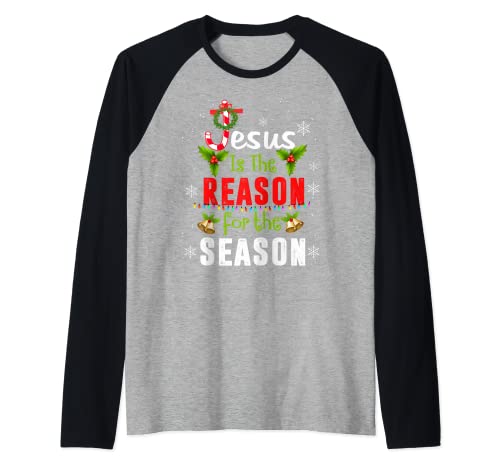 Christian Jesus The Reason Christmas Stocking Stuffer Gift T Raglan Baseball Tee