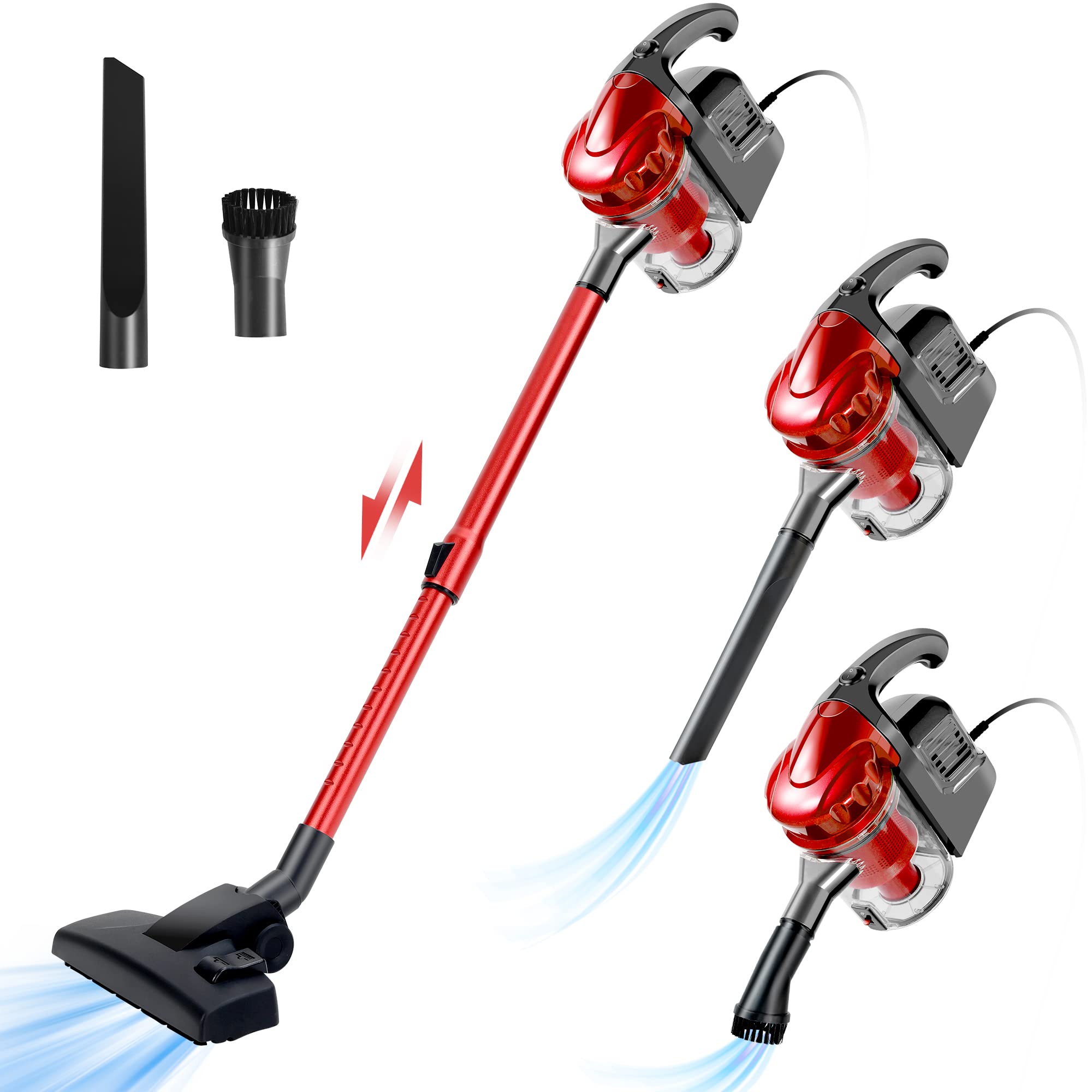 EFUSVAC Corded Vacuum Cleaner, 17KPa Powerful Suction with 600W Motor, 4 in 1 Lightweight Handheld Stick Vacuum for Pet Hair Hard Floor and Carpet
