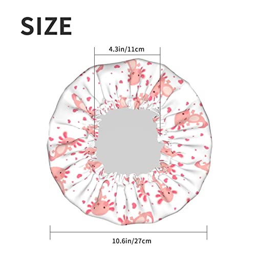 Shower Cap Axolotl Reusable Bath Shower Caps For Women Long Hair, Double Layer Waterproof Bathing Shower Hat Hair Protector For Kids Girls Women, 1 Pack