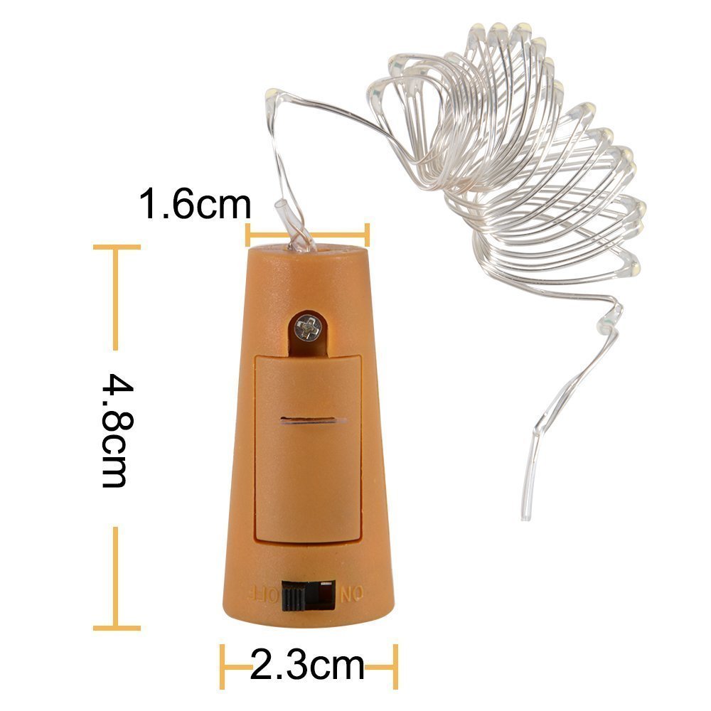 10 Pack 20 LED Wine Bottle Cork Lights Mini Fairy String Lights Copper Wire, Battery Operated Starry Lights for DIY, Festival, Wedding, Party, Indoor, Outdoor Decoration (Cool White)
