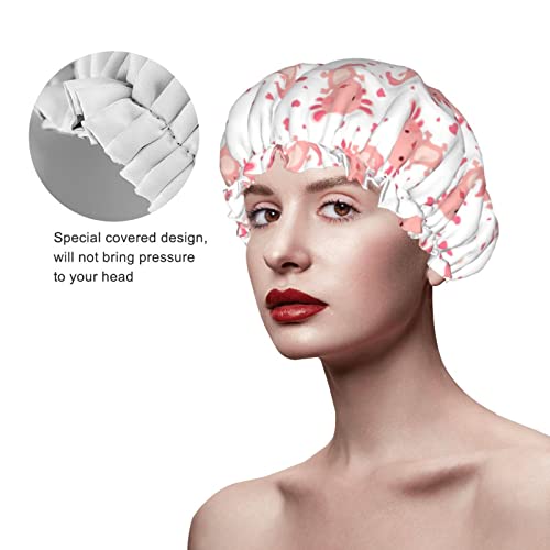 Shower Cap Axolotl Reusable Bath Shower Caps For Women Long Hair, Double Layer Waterproof Bathing Shower Hat Hair Protector For Kids Girls Women, 1 Pack