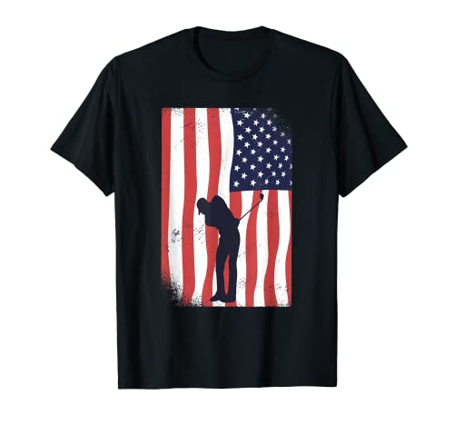 American Flag Patriotic USA Golf Player Club Memorial T-Shirt