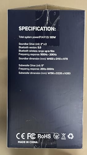 Smalody TV Speakers, Home Theater Speaker Wireless Audio Sound bar TV Speaker + Bass Subwoofer, Bluetooth Enabled/Optical/AUX/COAXIAL Inputs/Remote Control