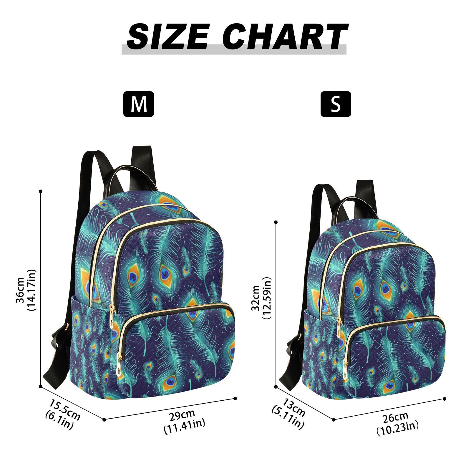 Yasala Women Fashion Backpack Blue Gold Grace Peacock Feather Sturdy Daily Bag Compact Regular Bag Diaper Bag