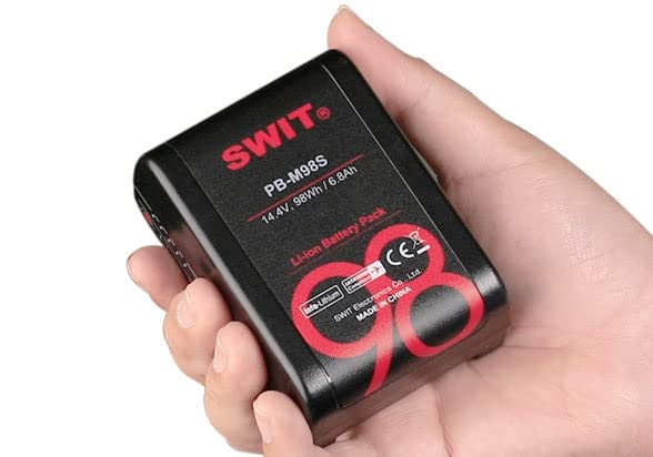 SWIT PB-M98S V-Mount Battery, Tiny V-Mount Battery, Pocket fit Size, 98Wh Fly Friendly,150W/12A Constant high Load, Built-in D-tap and USB, 3A Fast Charging, Wire-Free Internal Tech