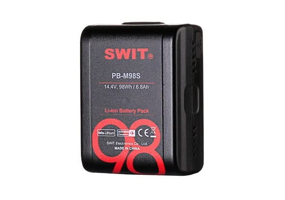 SWIT PB-M98S V-Mount Battery, Tiny V-Mount Battery, Pocket fit Size, 98Wh Fly Friendly,150W/12A Constant high Load, Built-in D-tap and USB, 3A Fast Charging, Wire-Free Internal Tech