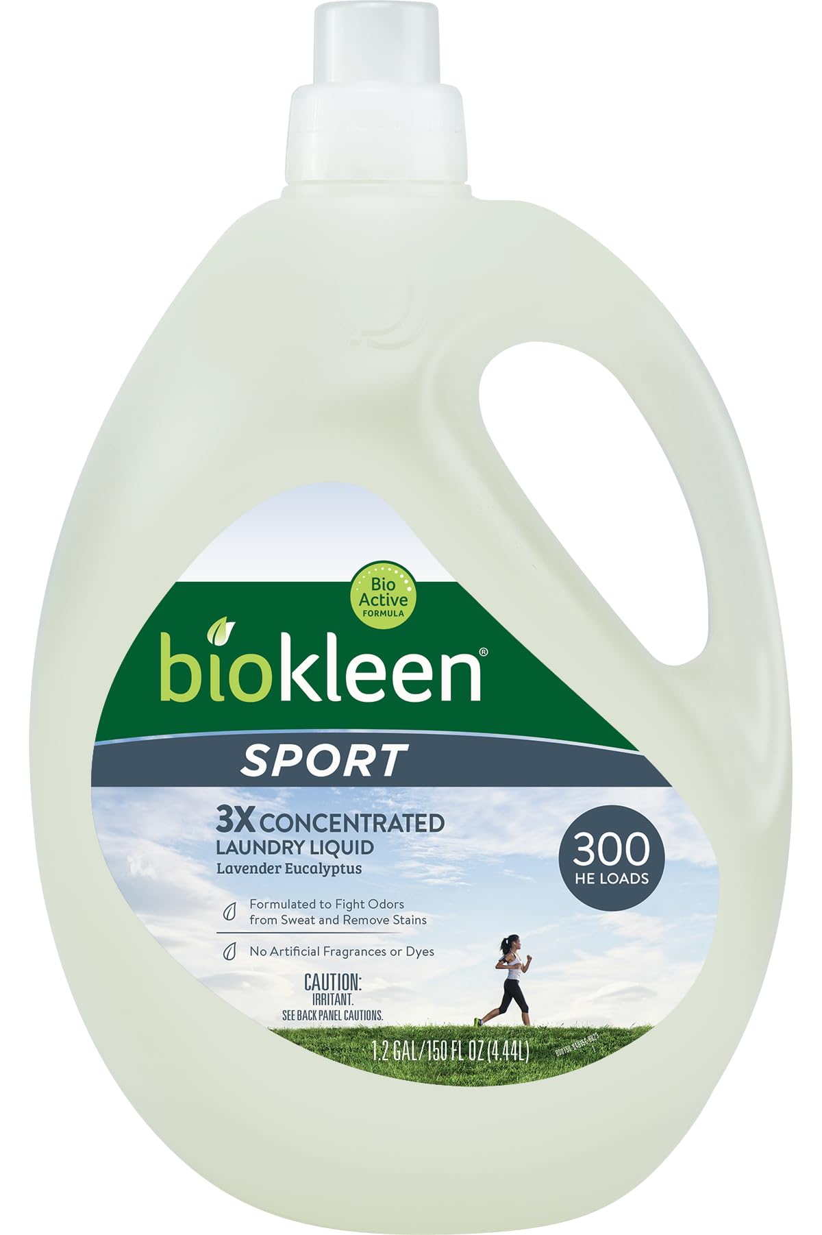 Biokleen Natural Sport 3X Concentrated Laundry Detergent, Fight Odors, Sweat & Stain Remover, Lavender Eucalyptus Scent, 300 Loads