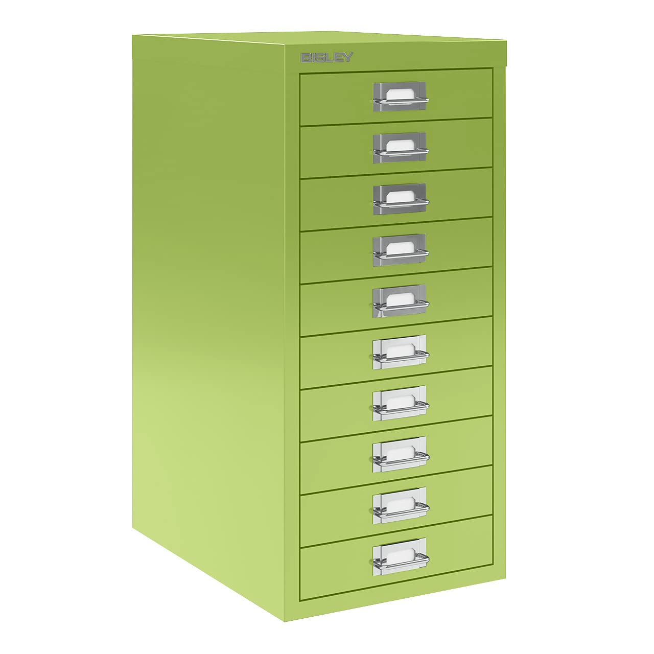 Bisley 10 Drawer Steel Under-Desk Multidrawer Storage Cabinet, Green (MD10-GR)