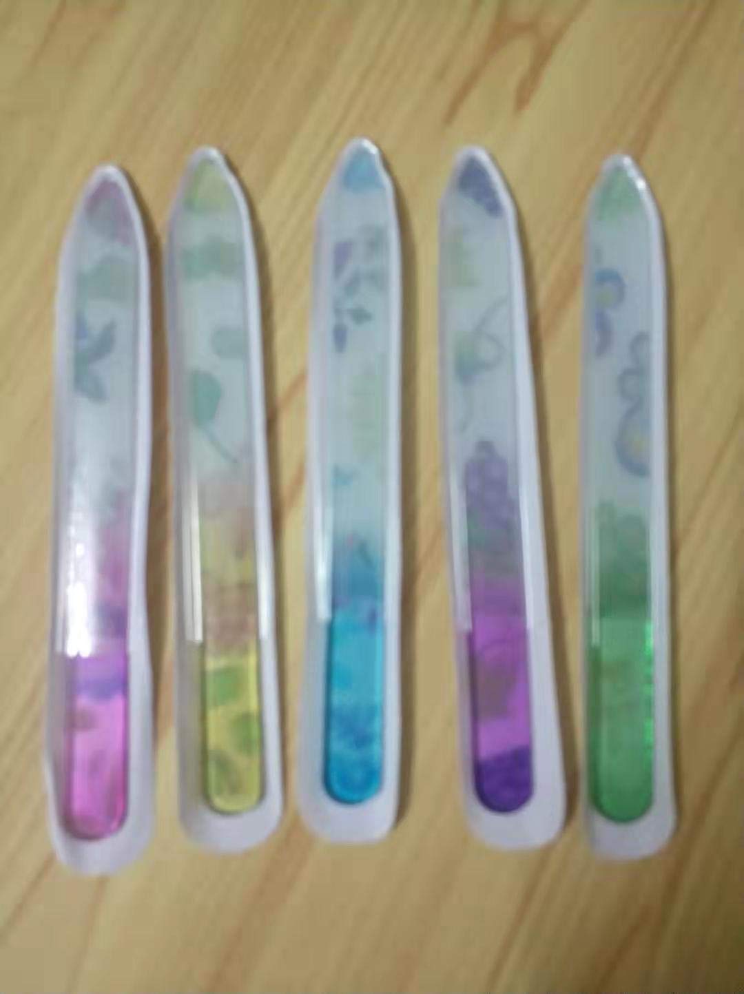 Premium Crystal Glass Nail Files Manicure Set, Professional Double Sided Pedicure Files - Best Glass Nail Files for Natural Nails - Colorful Flower Pattern - 5 Pieces