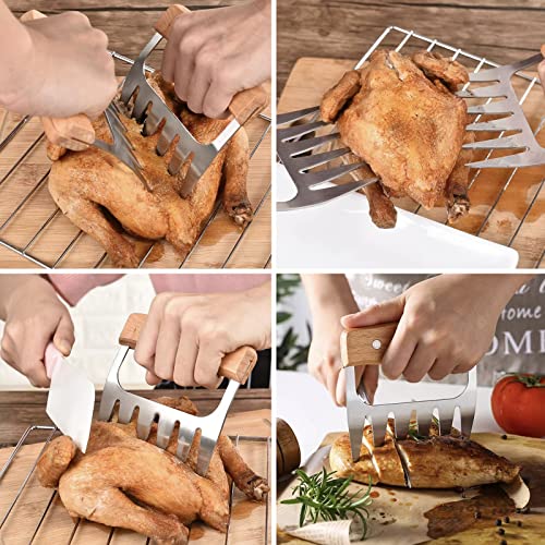 2nd-selection Meat Claws Meat Shredder with Wooden Handle, Suitable for Chicken, Beef, Pork and Other Meat, Good Barbecue, Smoky, Grill Helper(Pair of Claws Inside