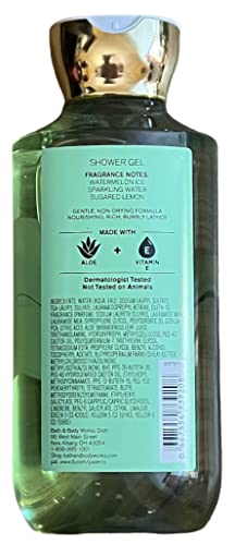 Bath and Body Works Watermelon Lemonade Gift Set Bundle with Shower Gel Soap and Loofah Pouf Sponge