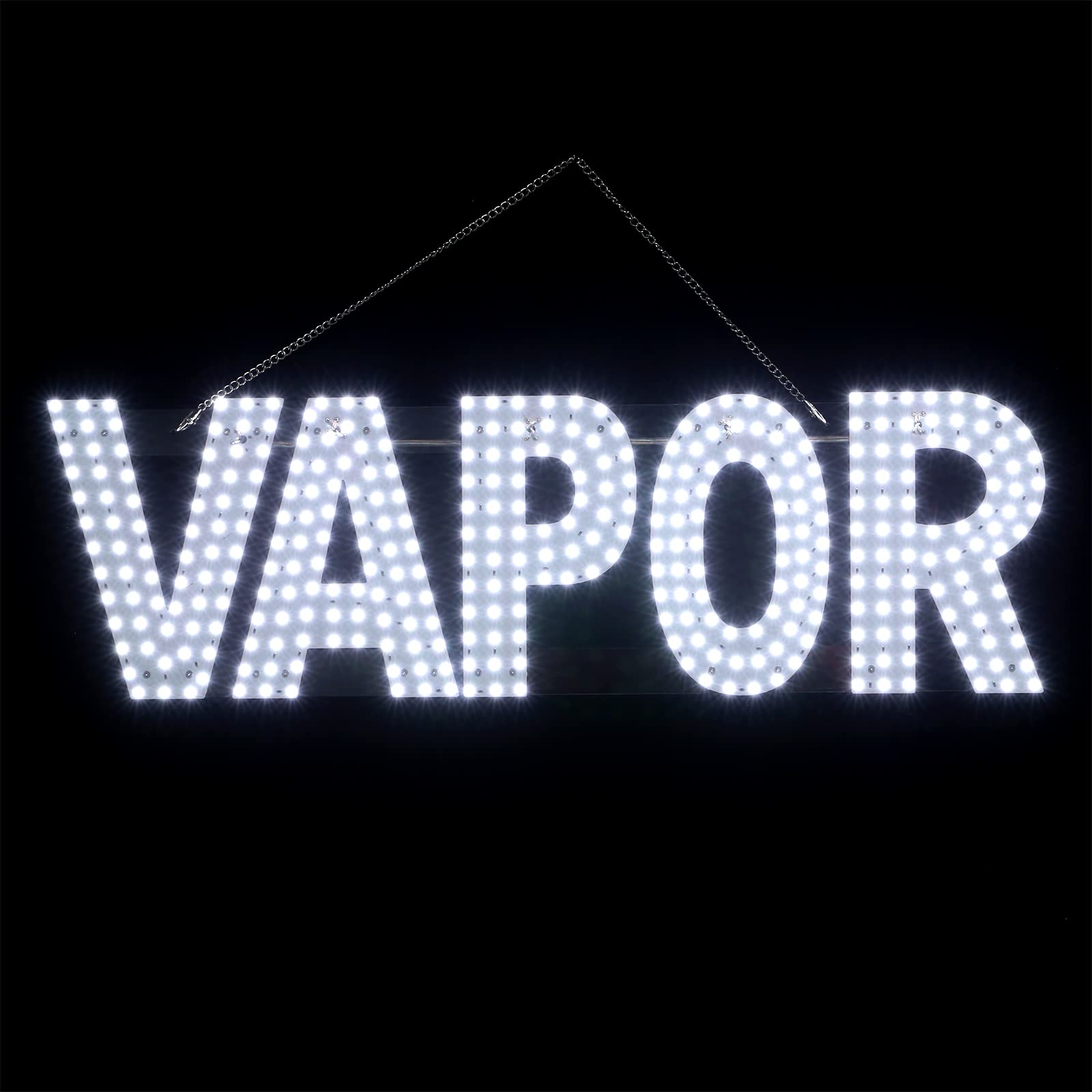 30"x10" Large LED Vapor Sign for Smoke Shops, Super Bright Unique Design Vapor Sign with Hanging Installation, High Visibility Vapor Sign for Business Stores Retail Shops Window (White)