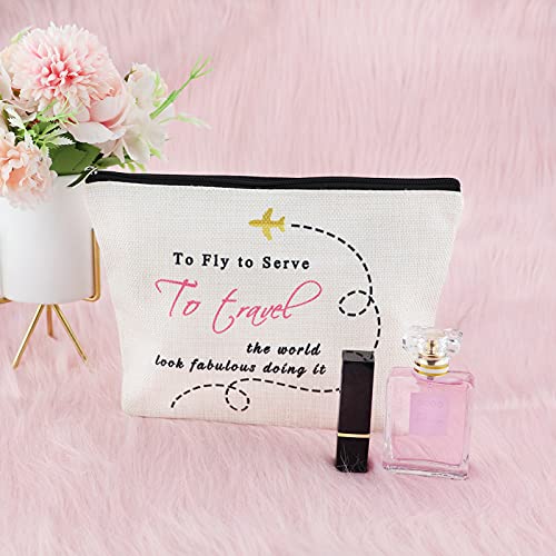 Flight Attendant Gift for Women Makeup Bag Pilot Gift Aviation Graduation Gift Flight School Gift for Student Cosmetic Bag Birthday Retirement Gift Appreciation Christmas Gift Travel Cosmetic Pouch