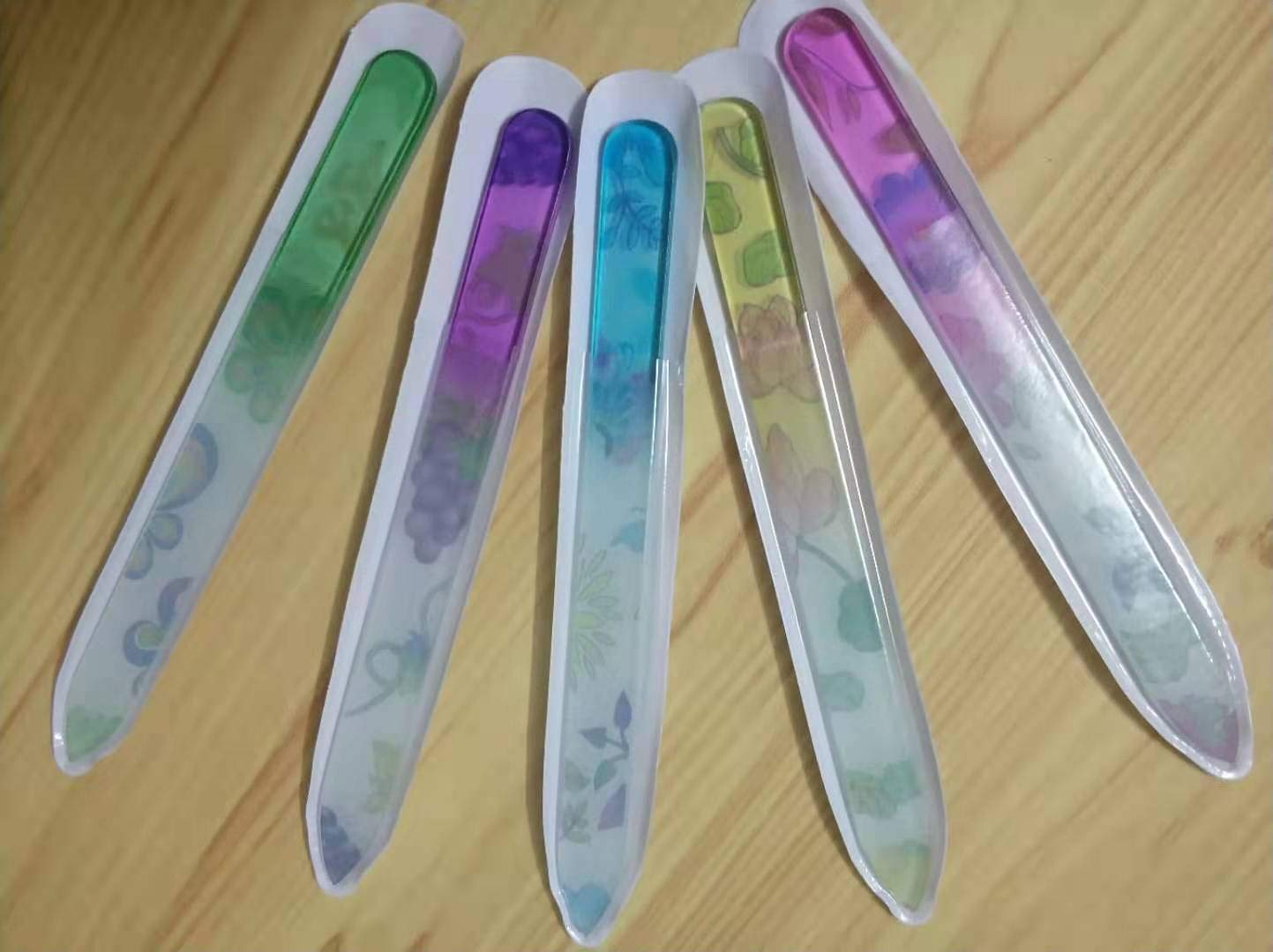 Premium Crystal Glass Nail Files Manicure Set, Professional Double Sided Pedicure Files - Best Glass Nail Files for Natural Nails - Colorful Flower Pattern - 5 Pieces