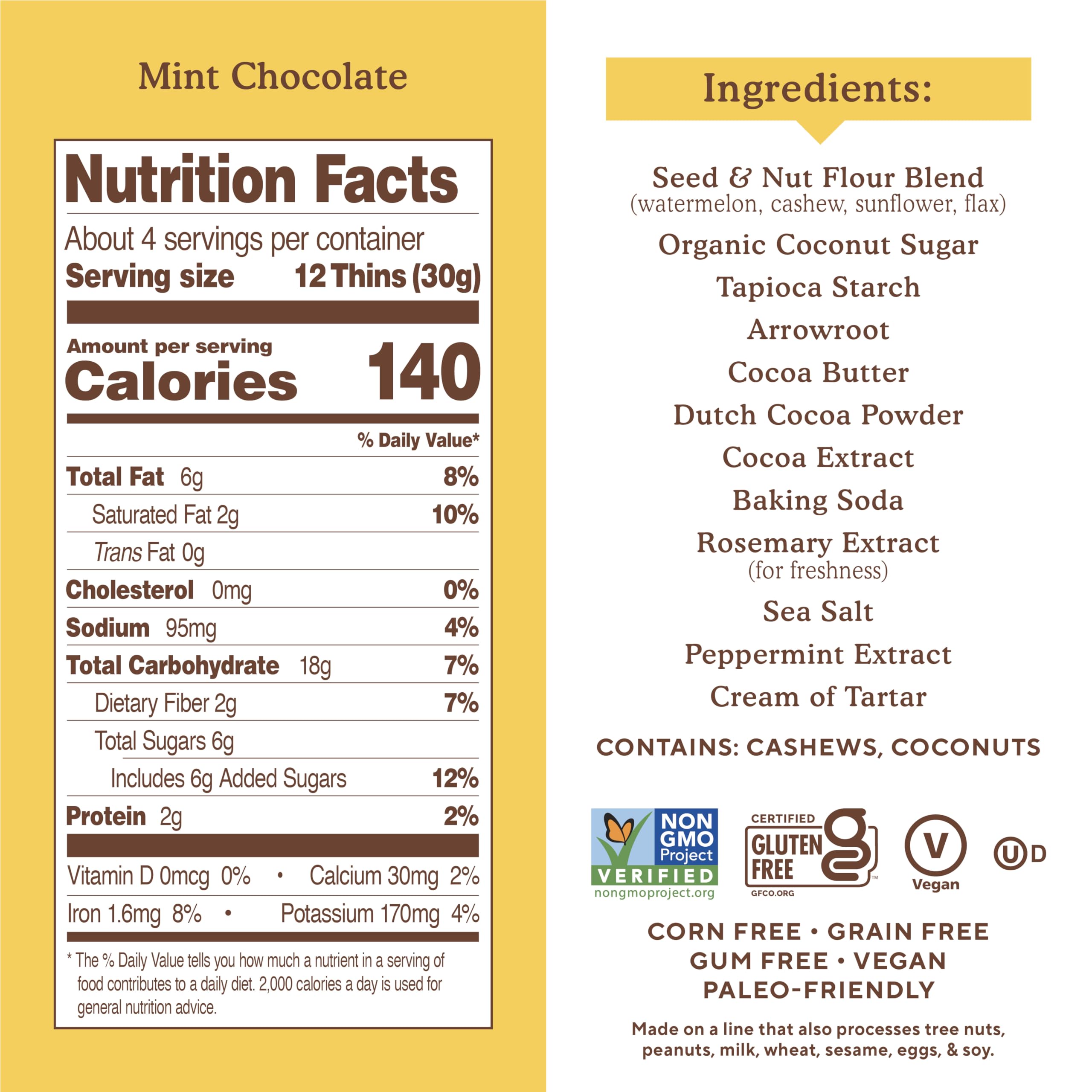 Simple Mills Sweet Thins Cookies, Seed and Nut Flour, Mint Chocolate - Gluten Free, Paleo Friendly, Healthy Snacks, 4.25 Ounce (Pack of 1)