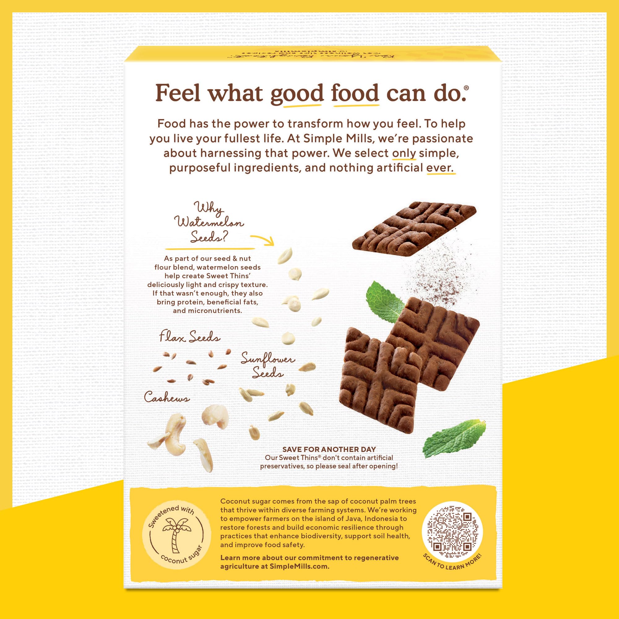 Simple Mills Sweet Thins Cookies, Seed and Nut Flour, Mint Chocolate - Gluten Free, Paleo Friendly, Healthy Snacks, 4.25 Ounce (Pack of 1)