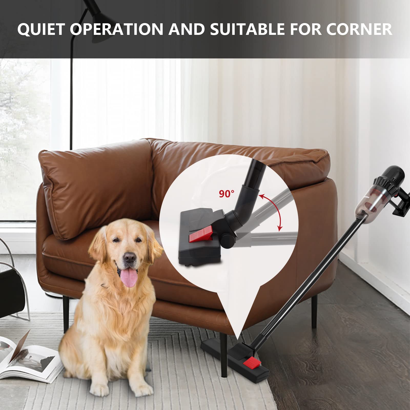 EFSHREE Vacuum Cleaner, 17KPa Powerful Suction with 600W Motor, 4 in 1 Lightweight Handheld Corded Stick Vacuum for Pet Hair Hard Floor and Carpet