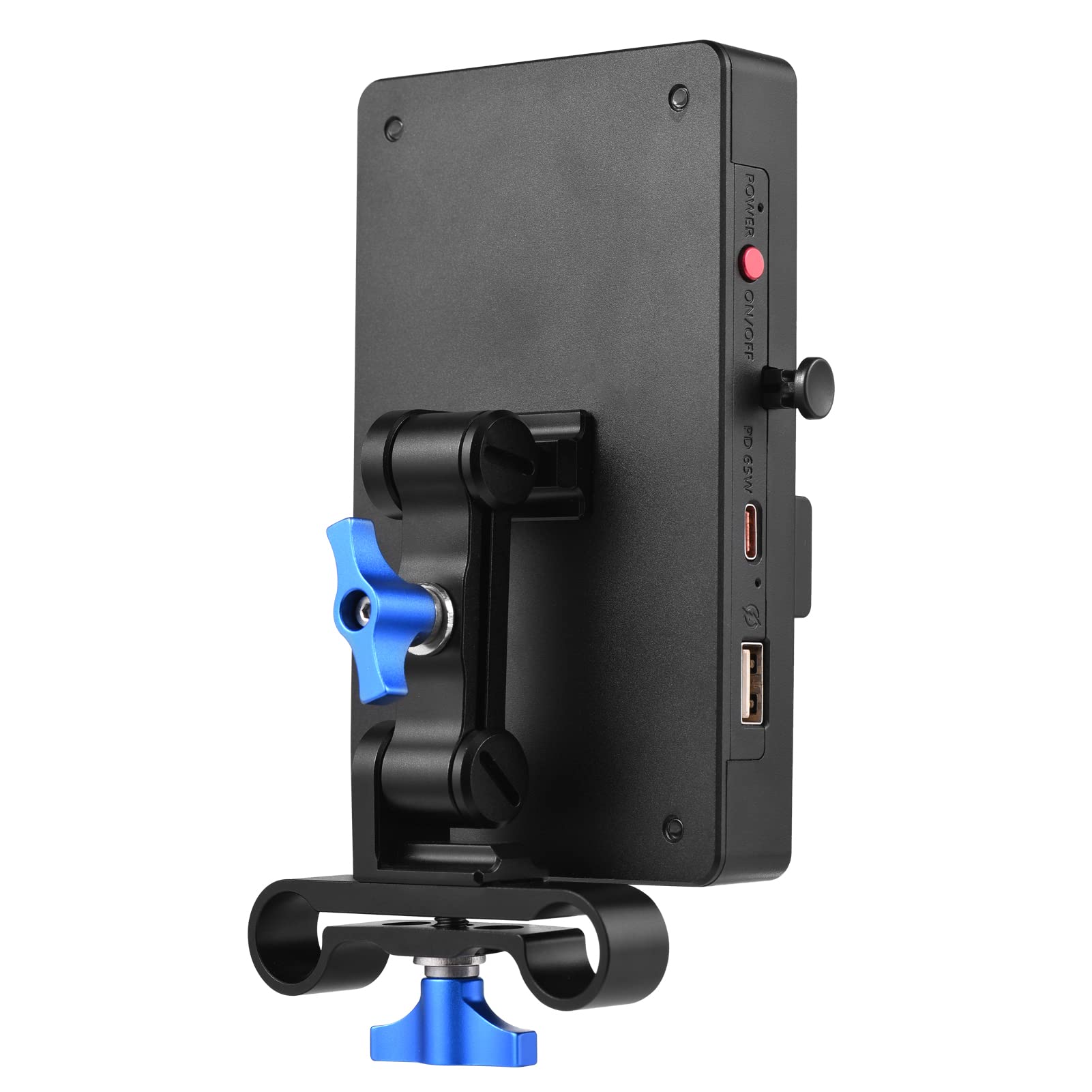 dsfen V Mount Battery Plate V Lock Battery Adapter Plate 65W PD Fast Charging with 15mm Rod Clamp Adjustable Arm 8V/12V/15V DC Outputs Output Accessories Replacement for Sony DSLR Camera