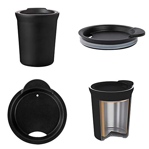 Simply Green Solutions Hot or Cold - 8 oz. Double Wall Stainless Steel Copper Vacuum Insulated Car Cupholder Fit Tumbler with Lid - Matte Black